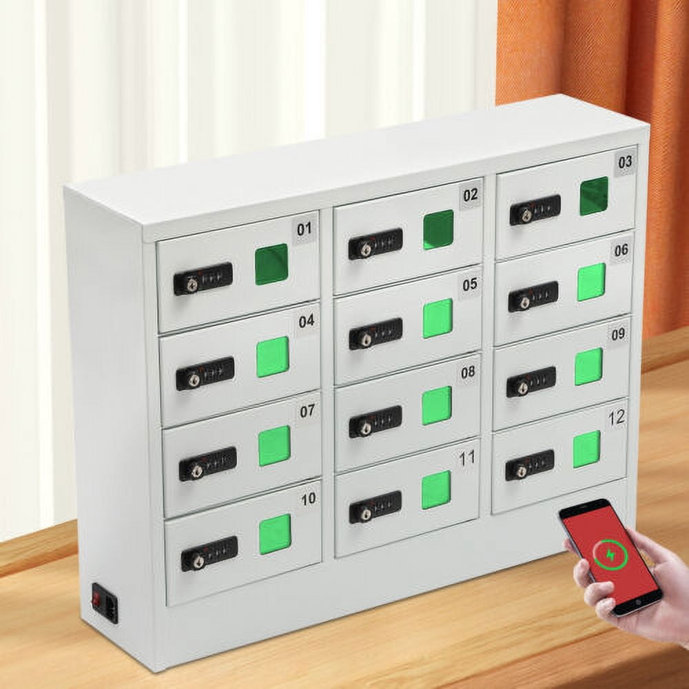 12 Slots Cellphone Locker Charging Station Combination Lock For iPad ...