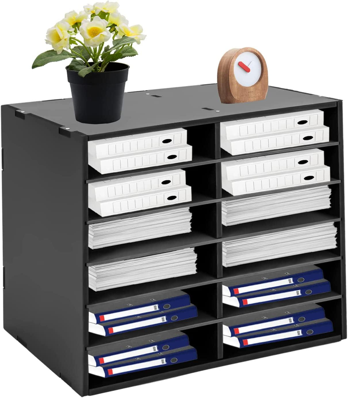 12 Slots Desktop File Sorter 12-Compartment Literature Organizer Mail ...