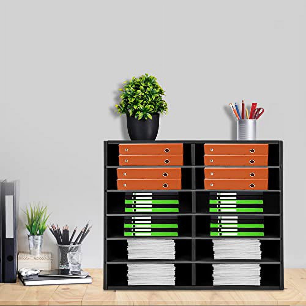 12 Slots Mail Sorter Organizer,Desktop File Sorter Paper Storage PVC ...