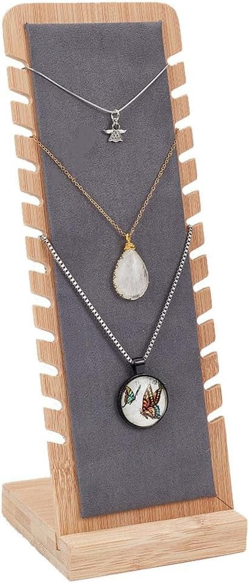 12 Slots Necklace Display Stand Wooden Vertical Necklace Holder ...