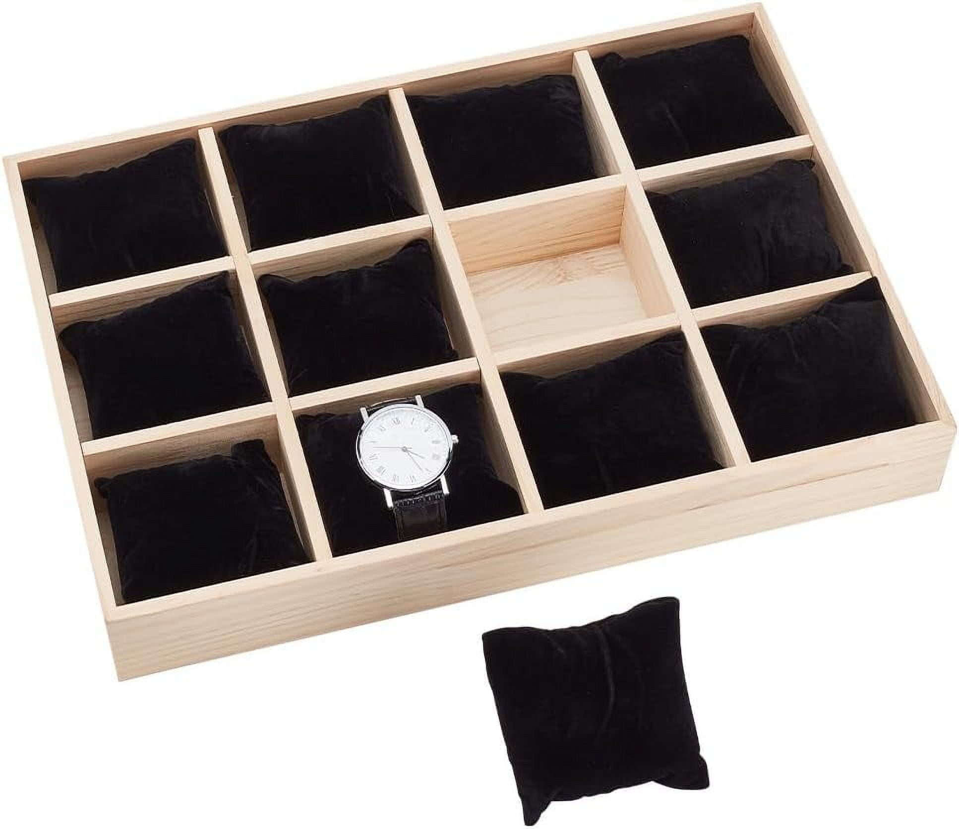 12 Slots Wooden Watch Organizer Tray Watch Display Holder with ...