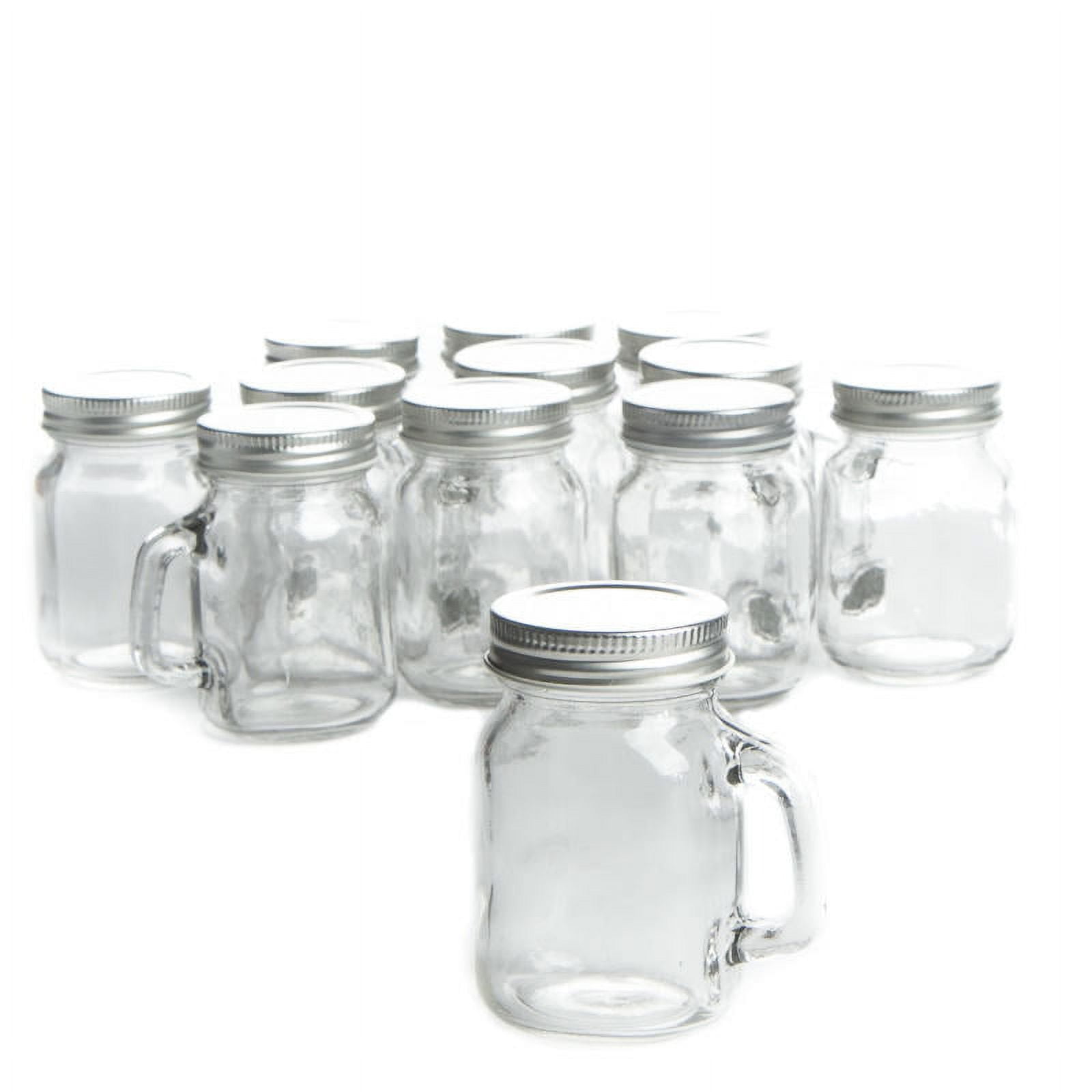 12 Small Clear Glass Mason Jar Mugs with Lids - for Party Favors ...