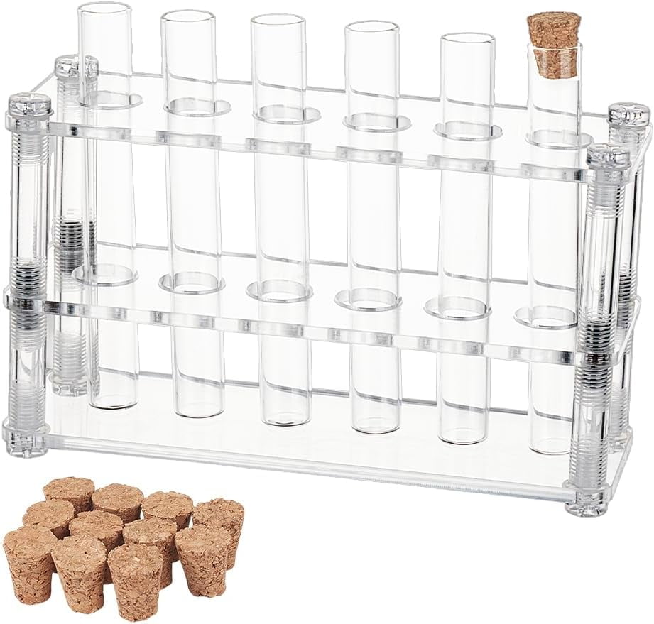 12 Sockets Transparent Acrylic 10ML Test Tube Display Rack Multi-Use ...