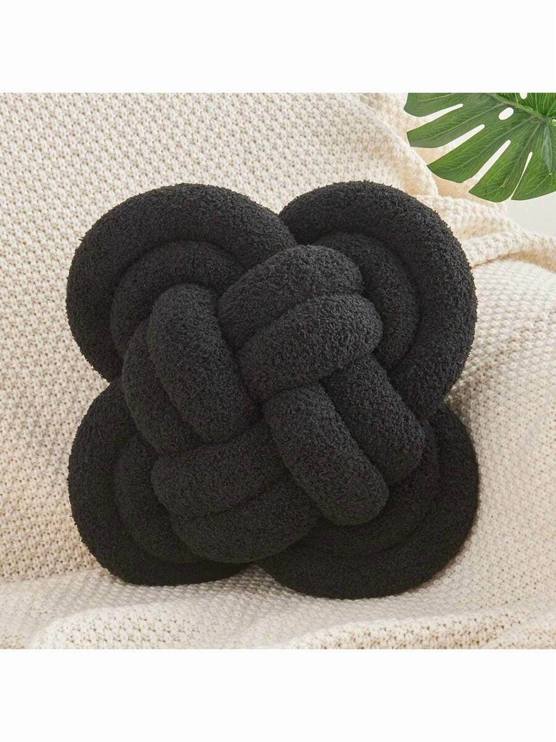 12" Soft Decorative Throw Pillow Ball, Ivory White Knotted Plush Square ...