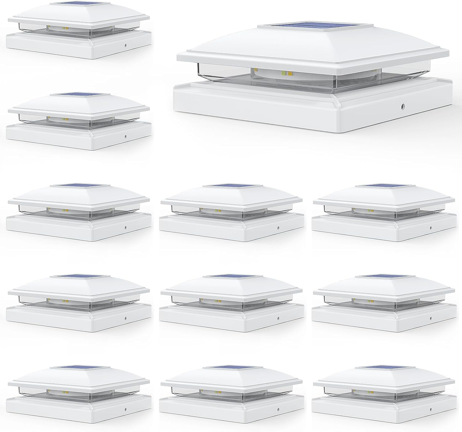 12 Solar Cap Lights, 2 Modes(Warm/Cool Light) Outdoor Fence Solar ...