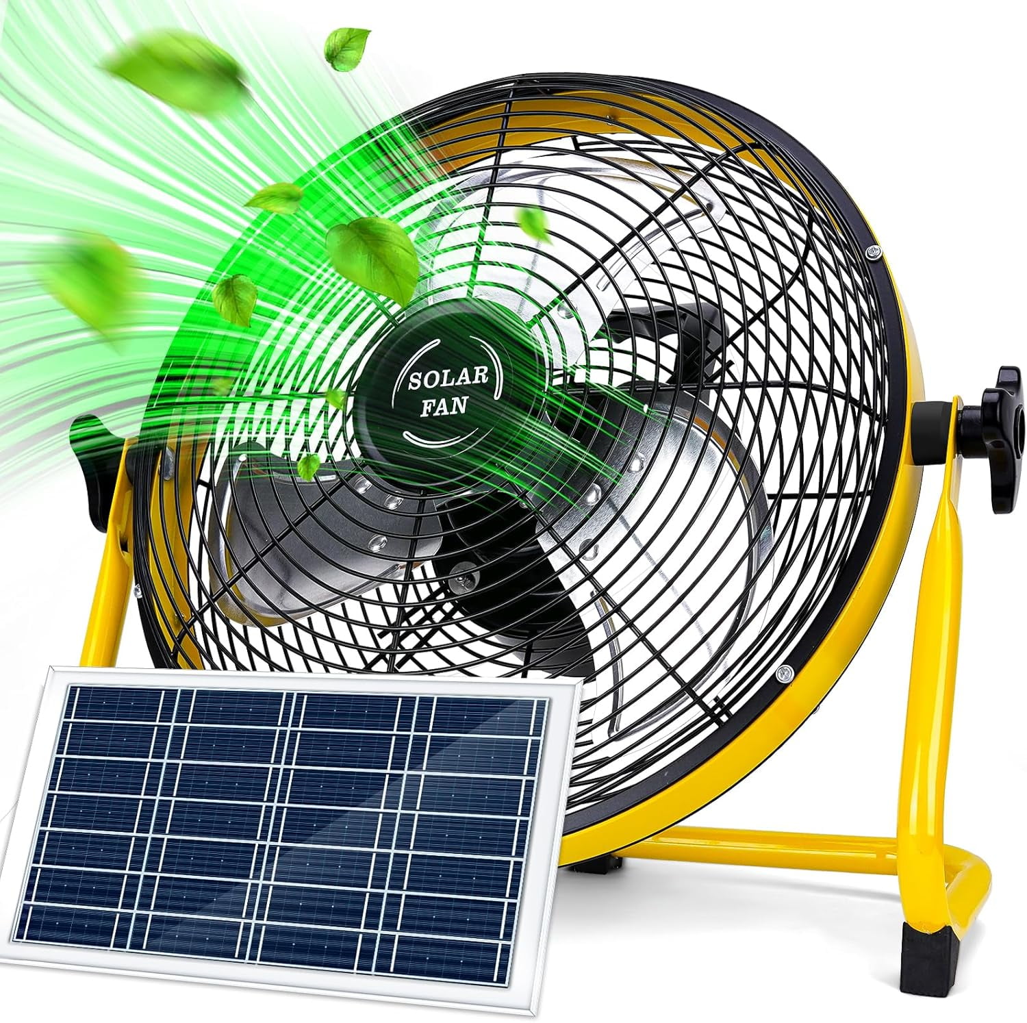 12" Solar Fan Battery Operated, Rechargeable Floor Fan, 2-in-1 Solar ...