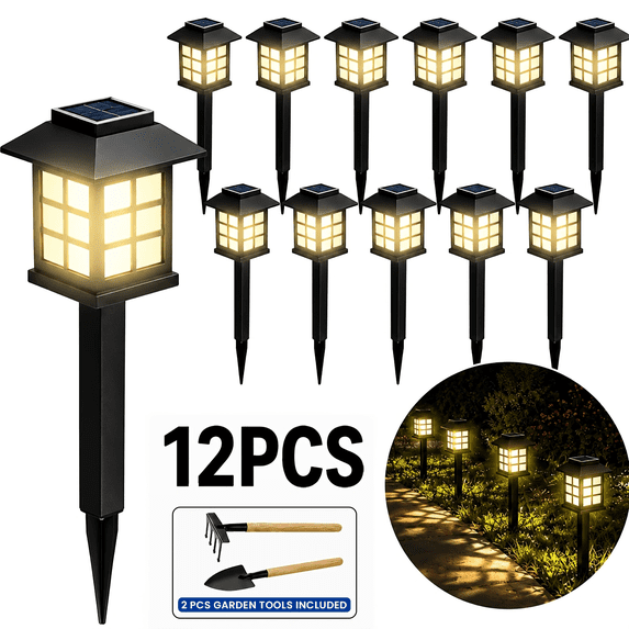 12 Solar Outdoor Lights, Yellow Light Source, IP55 Waterproof Rating ...