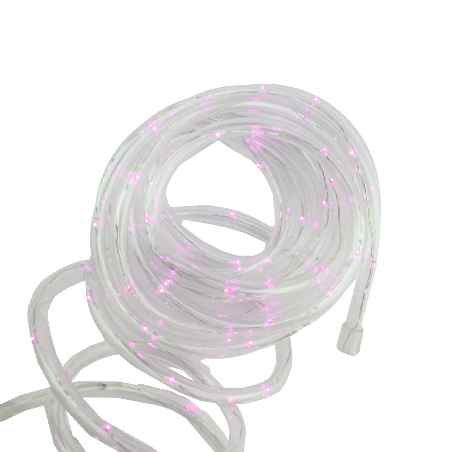 12' Solar Powered Multi-Function Pink LED Indoor/Outdoor Christmas Rope ...