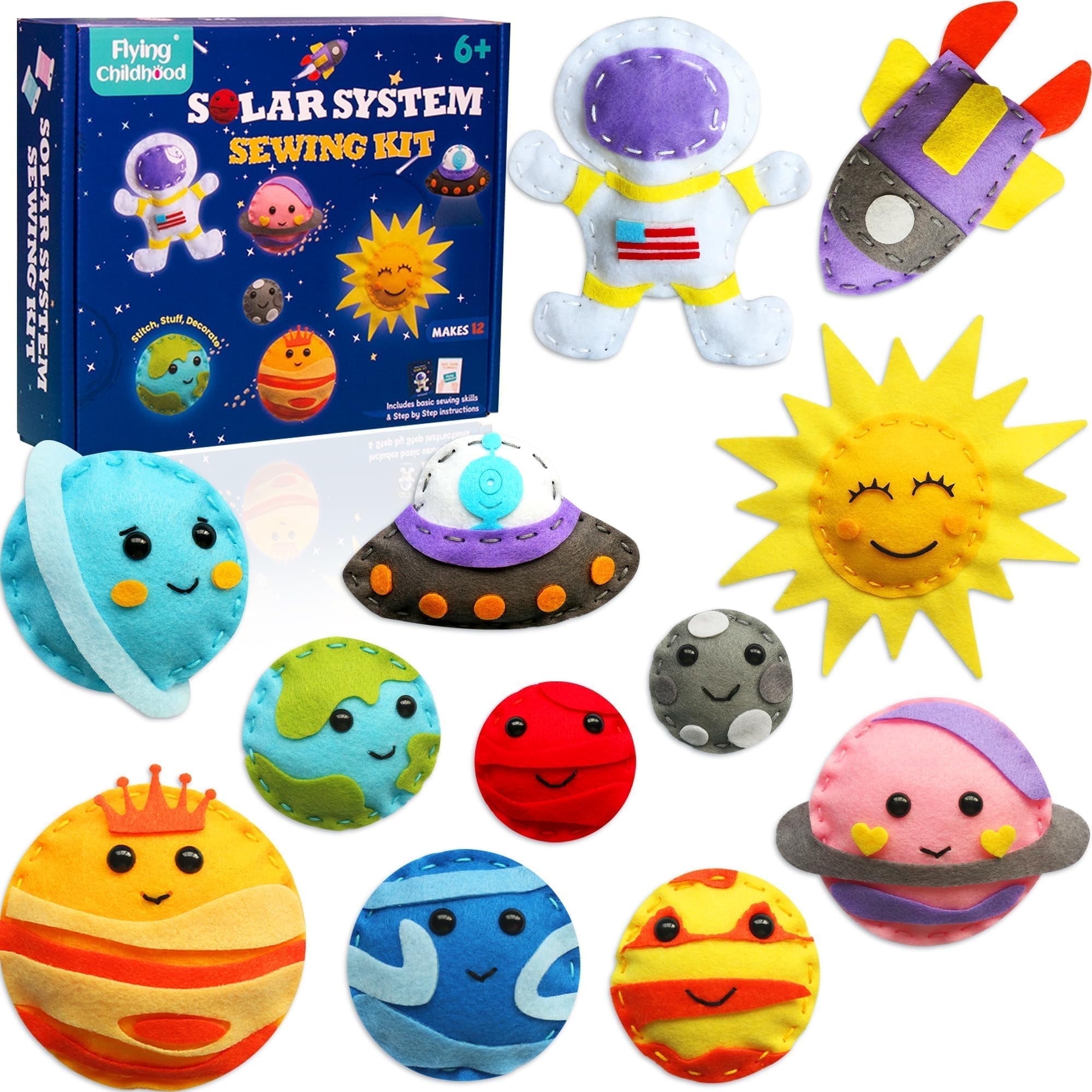 12 Solar System Sewing Kit Space DIY Craft for Kids 6-12 Beginner ...