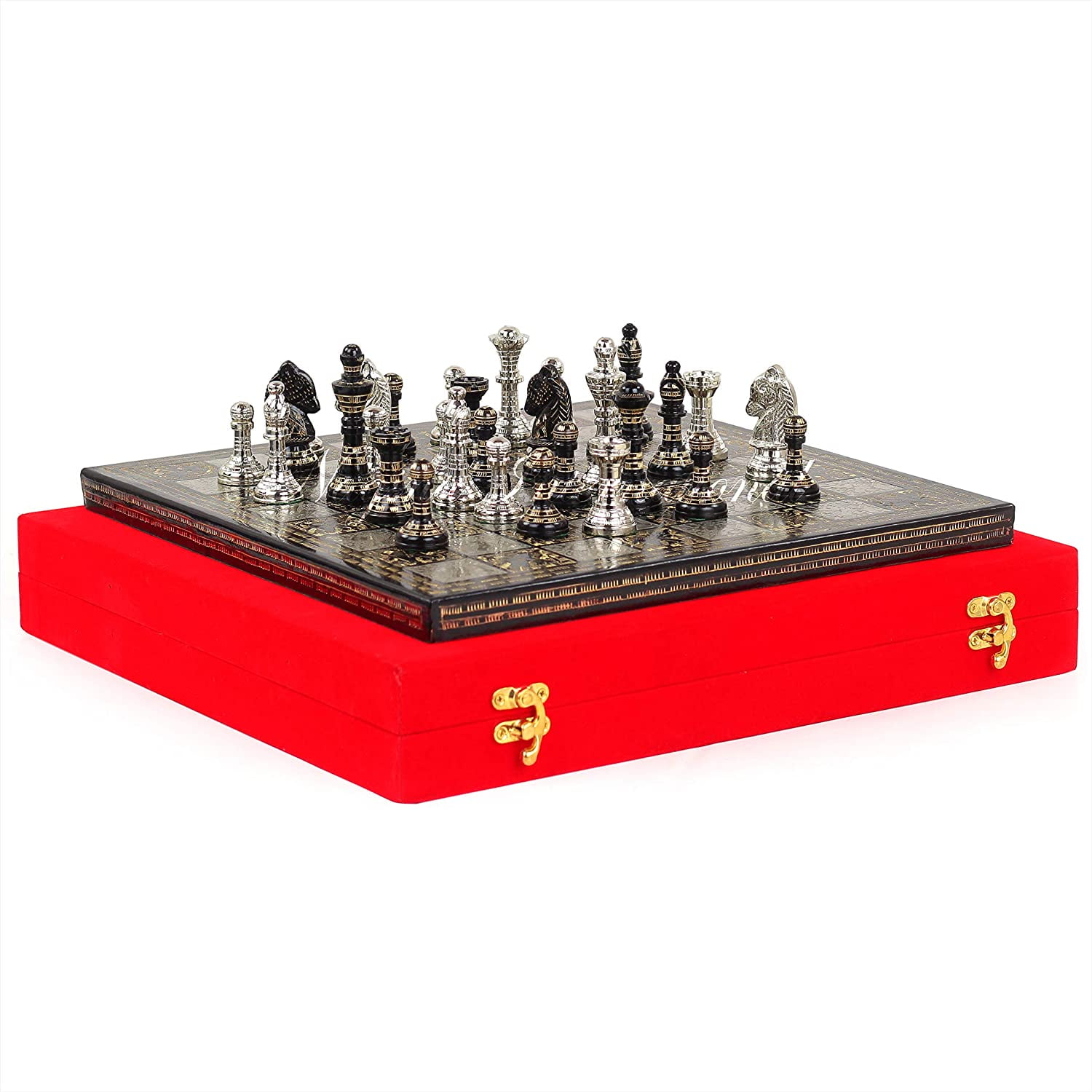 12" Solid Brass Classic Black Chess Set | Metal Chess Pieces with Large ...