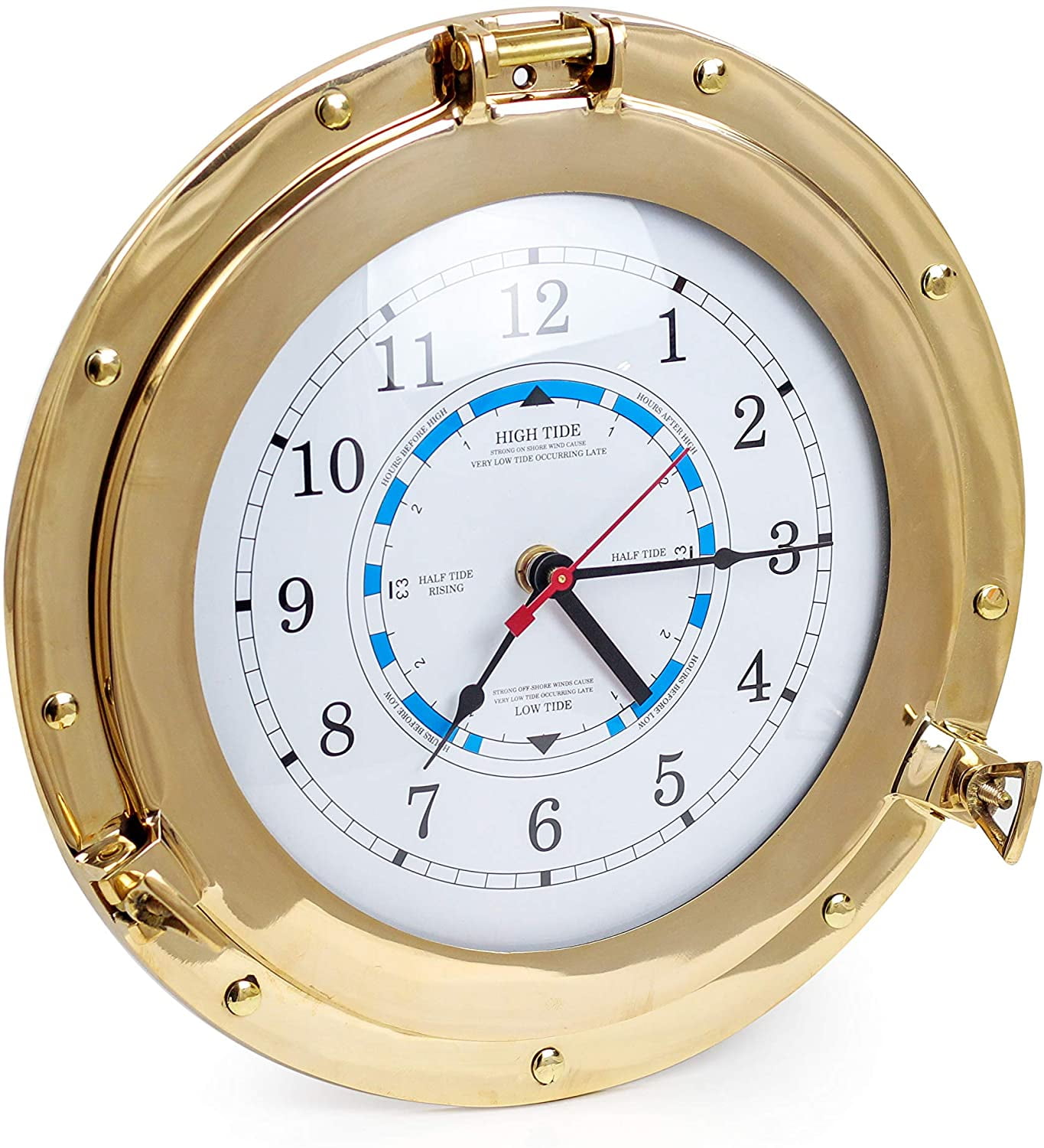 12" Solid Brass Porthole Tide & Time Clocks | Fully Functional Tidal ...