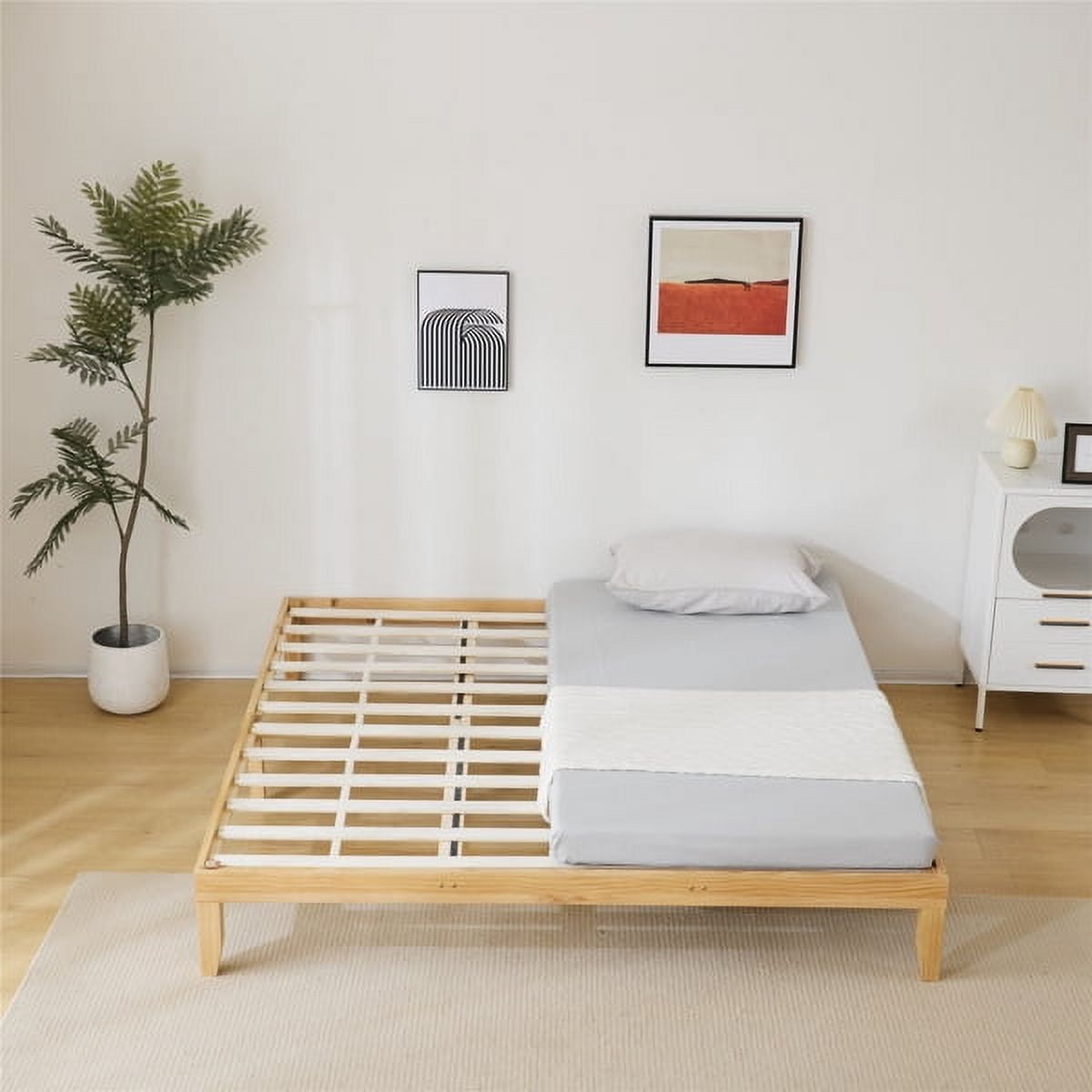 12" Solid Wood Platform Bed Frame with Classic Wooden Slat (No Box ...