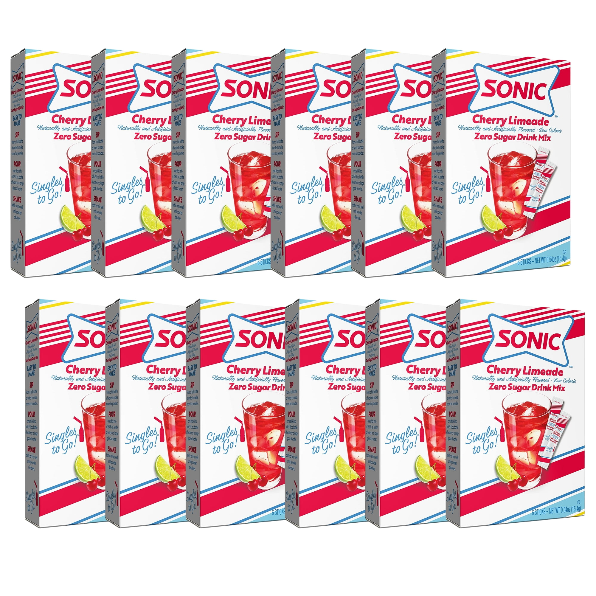 (12) Sonic On the Go Powder Drink Mix Cherry Limeade Water Enhancer for ...