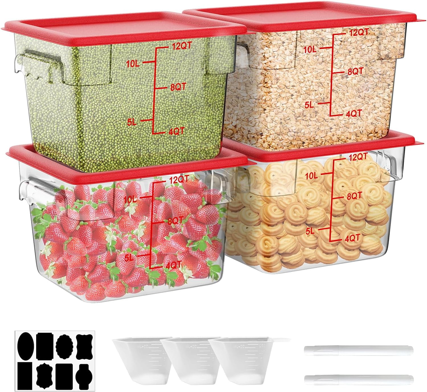 12 Sous Vide Container: 8 PCS Commercial Food Storage Containers with ...