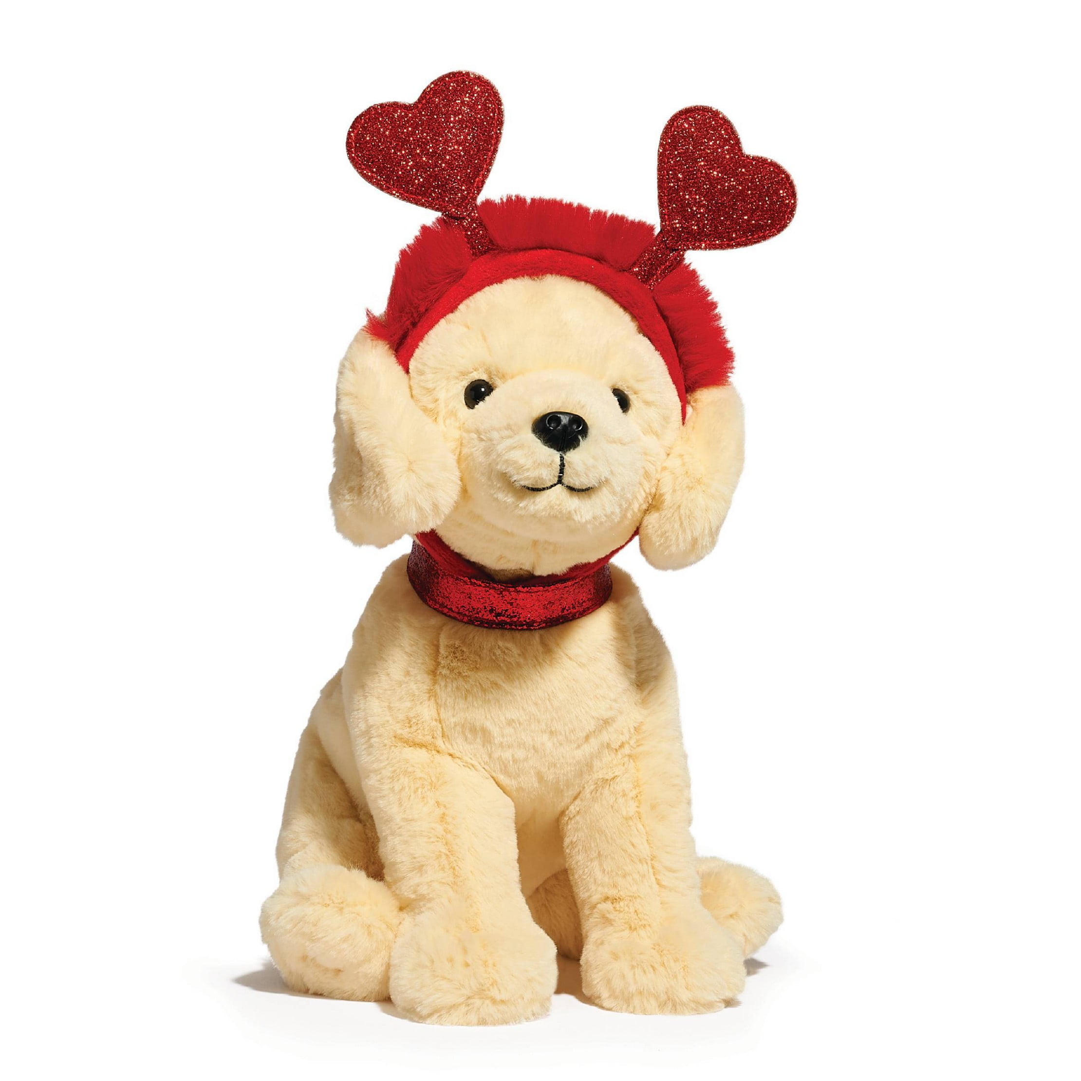 12" Sparklers Toy Plush Labrador with Removable Red Heart Boppers ...