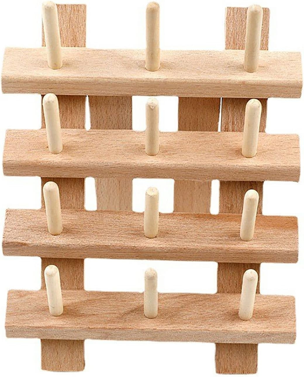 12 Spool/Cone Wooden Thread Rack Wooden Folding Thread Holder Organizer ...