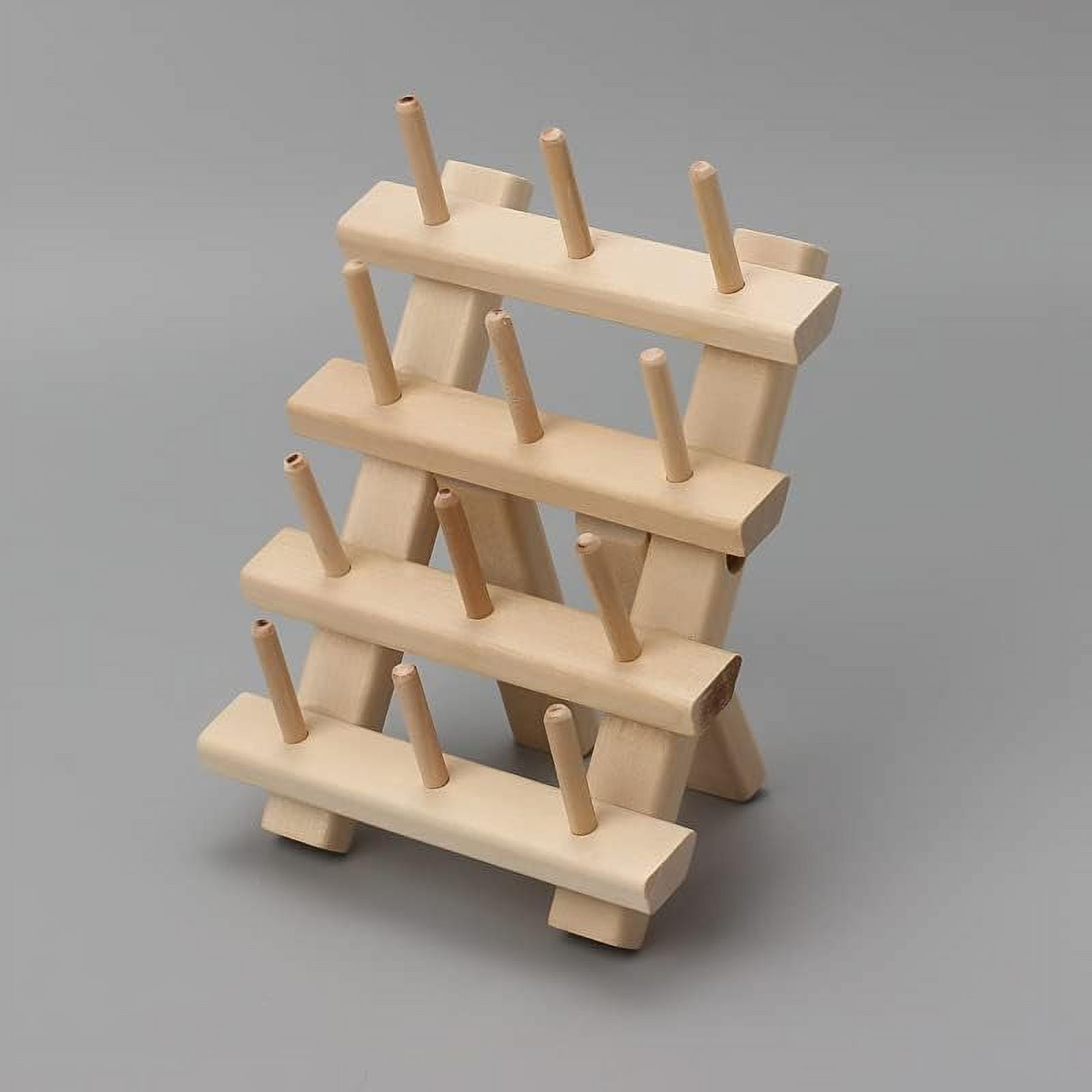 12 Spool Foldable Wood Thread Stand, Wood Color Foldable Sewing Threads ...