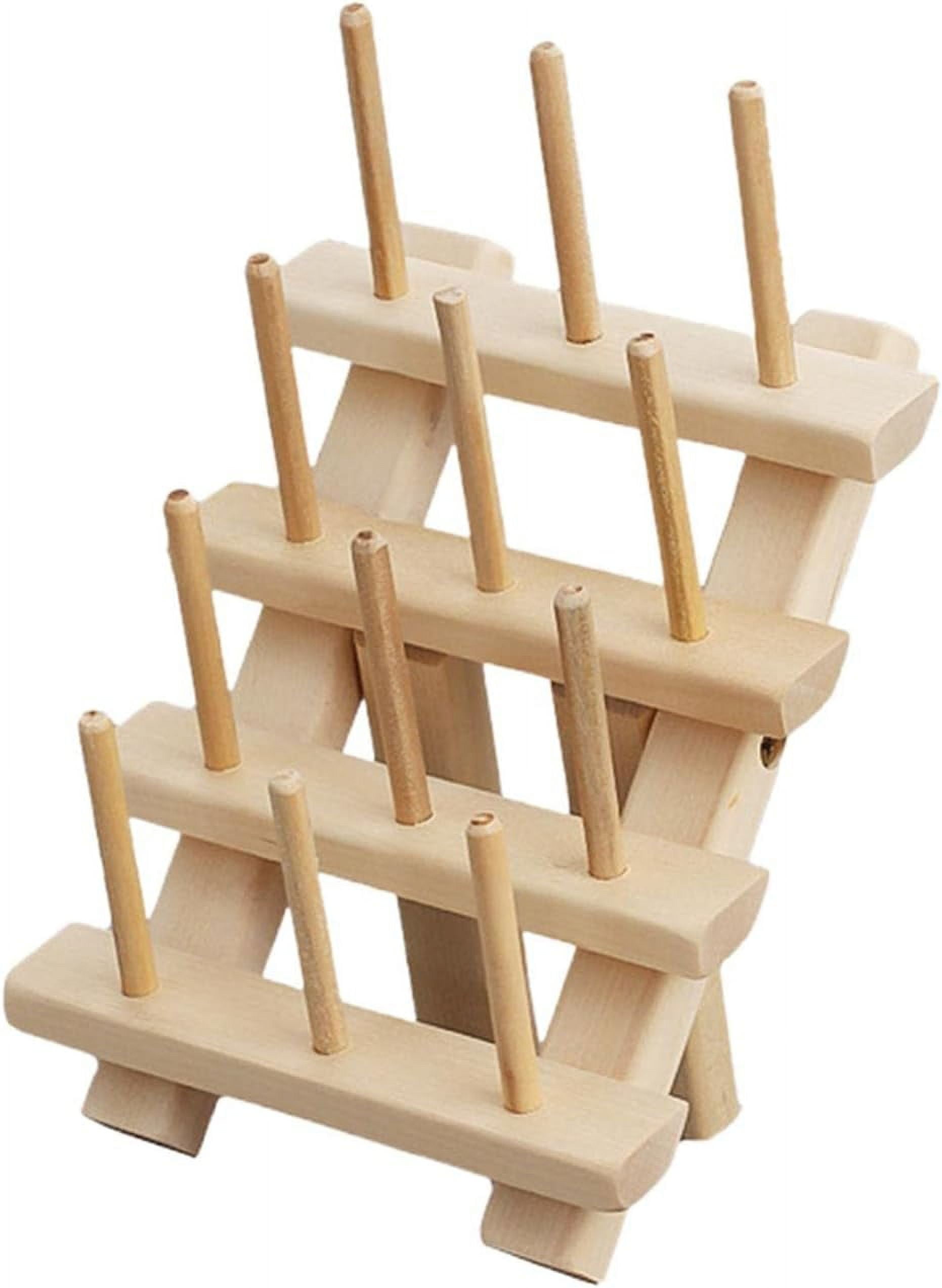 12 Spool Sewing Thread Holder,Embroidery Storage Wood Shelf Cone Stand ...