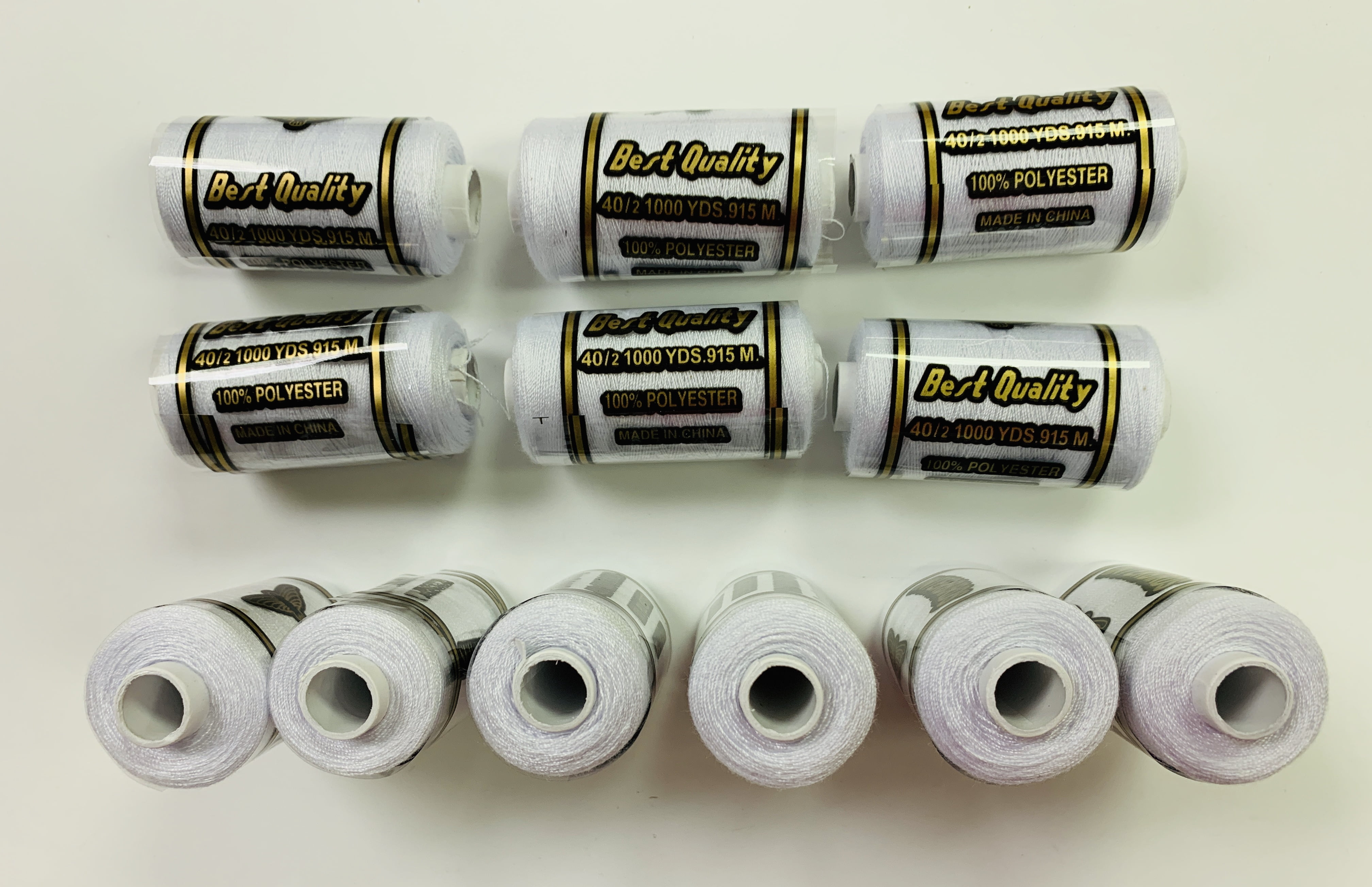 12 Spools All Purpose Polyester Sewing Thread for Making Masks, White ...
