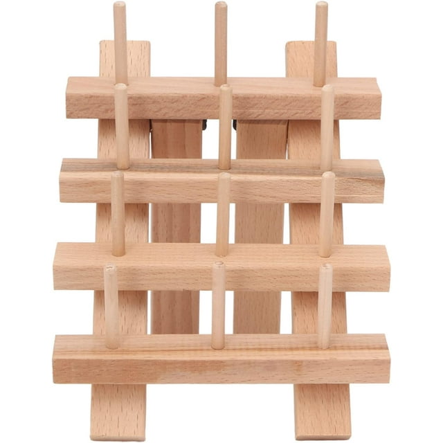 12 Spools Wooden Sewing Thread Holder Foldable Bobbin Hanging Rack for ...