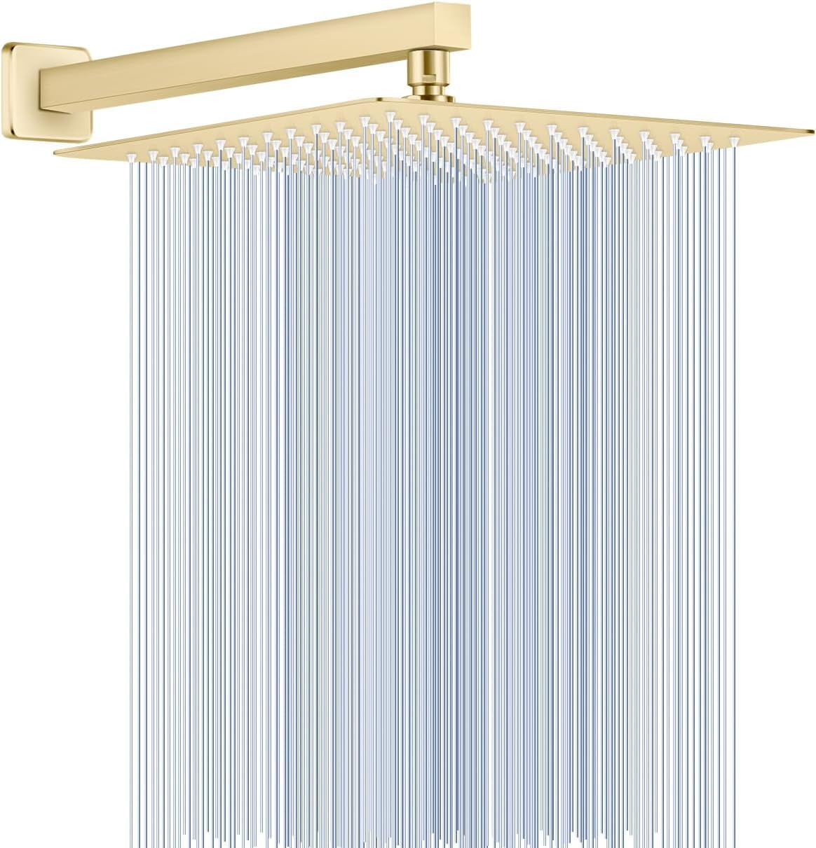 12" Square Rain Shower Head with 16" Extension Arm, All Metal Brushed ...