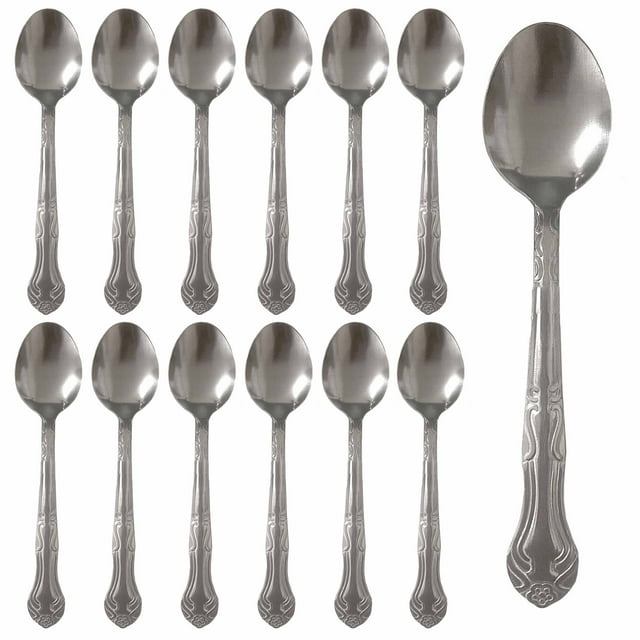 12 Stainless Steel Teaspoon Set Silverware Tea Spoons Dining Table ...