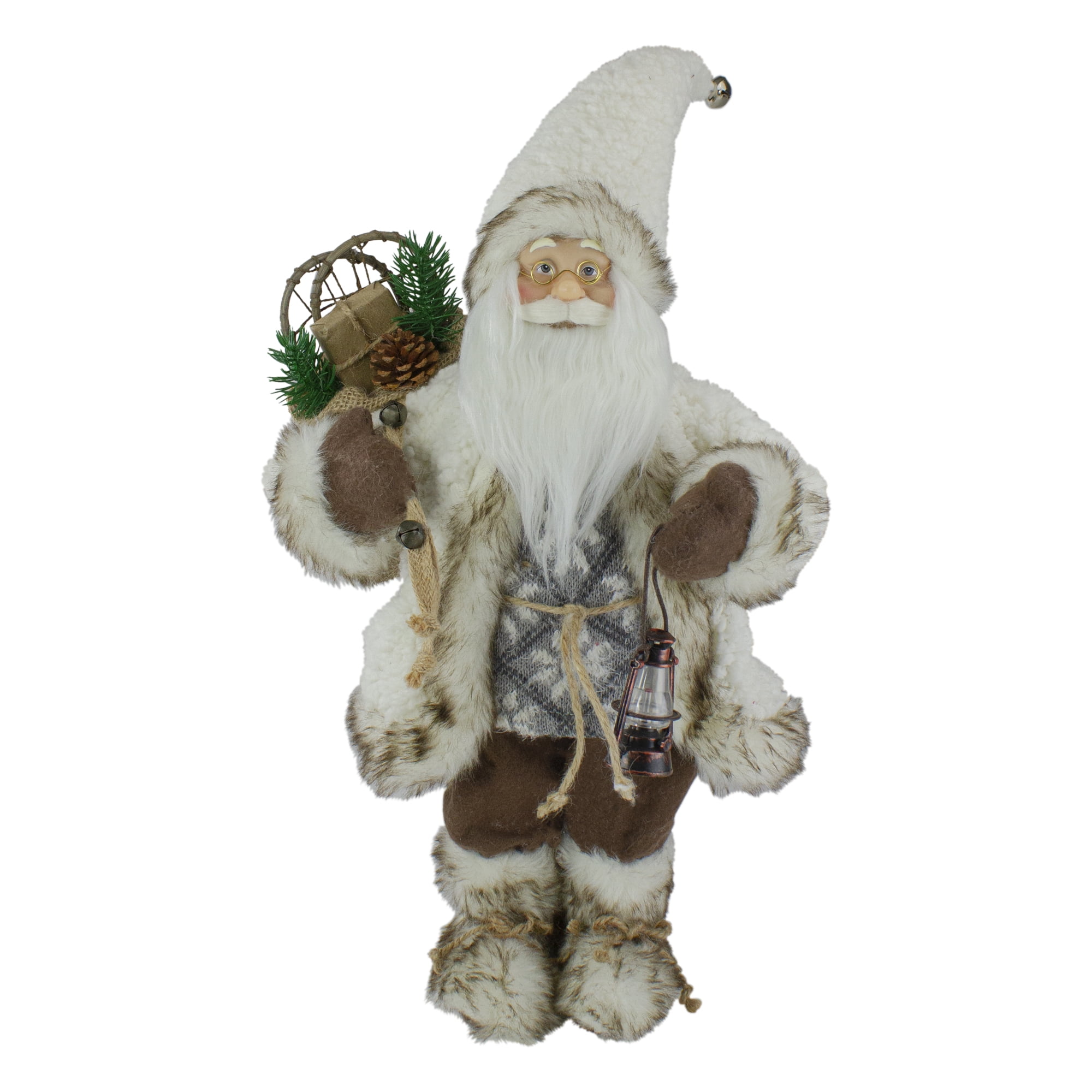 12"Standing Snow Lodge Santa Christmas Figure with a Lantern - Walmart.com