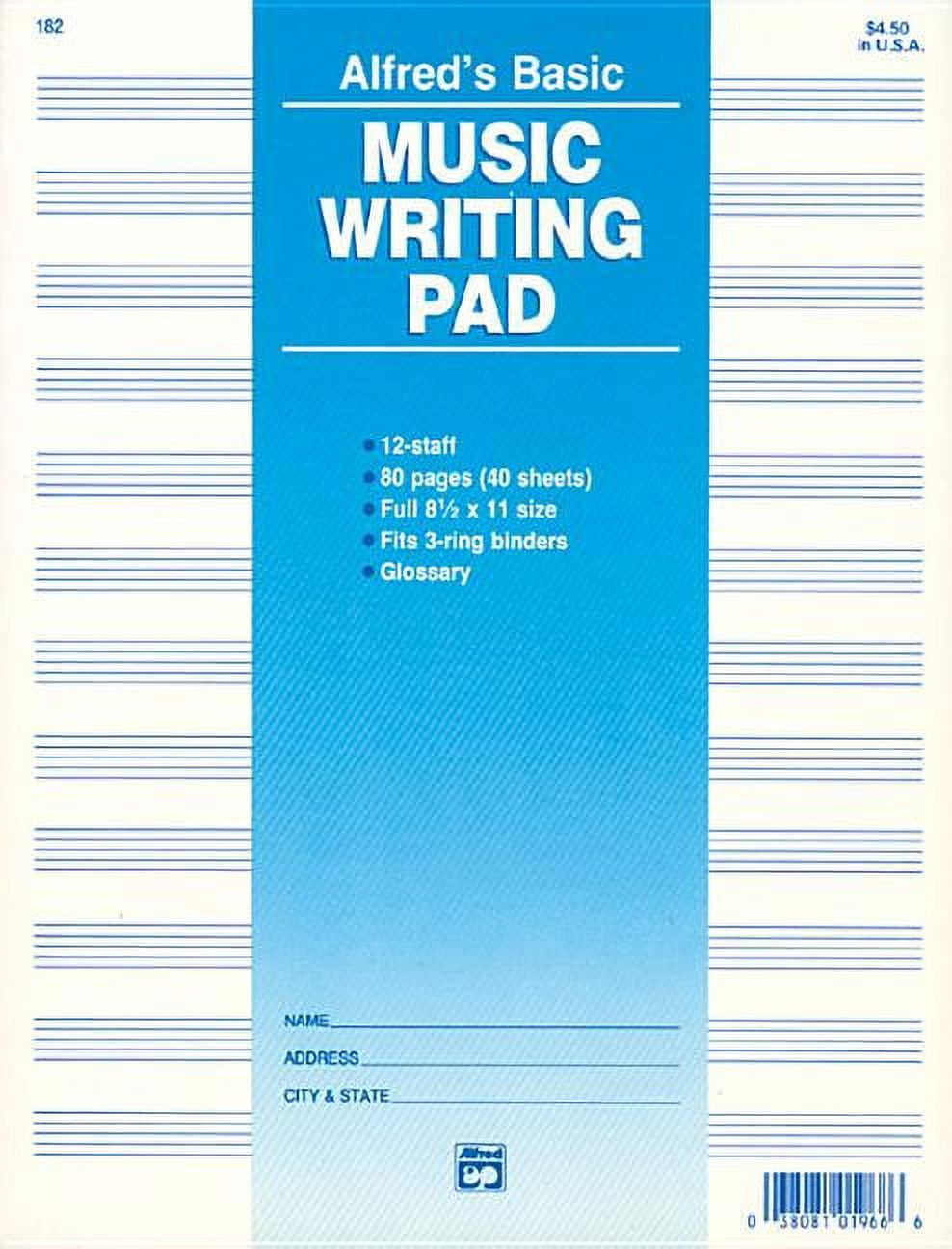 12 Stave Music Writing Pad: Loose Pages (3-Hole Punched for Ring ...