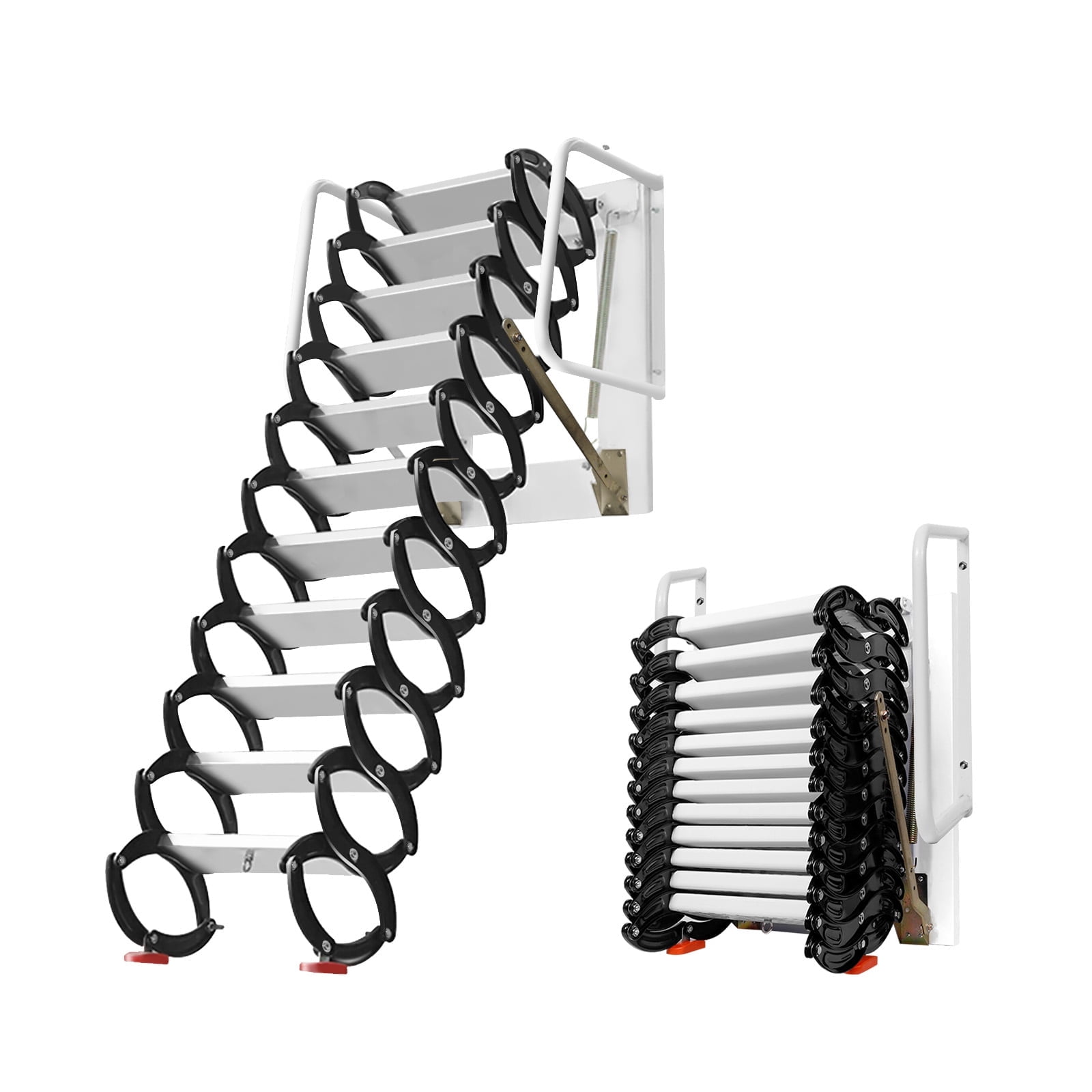 12-Step Al-Mg Alloy Wall-Mounted Telescoping Folding 10 FT Attic Ladder ...