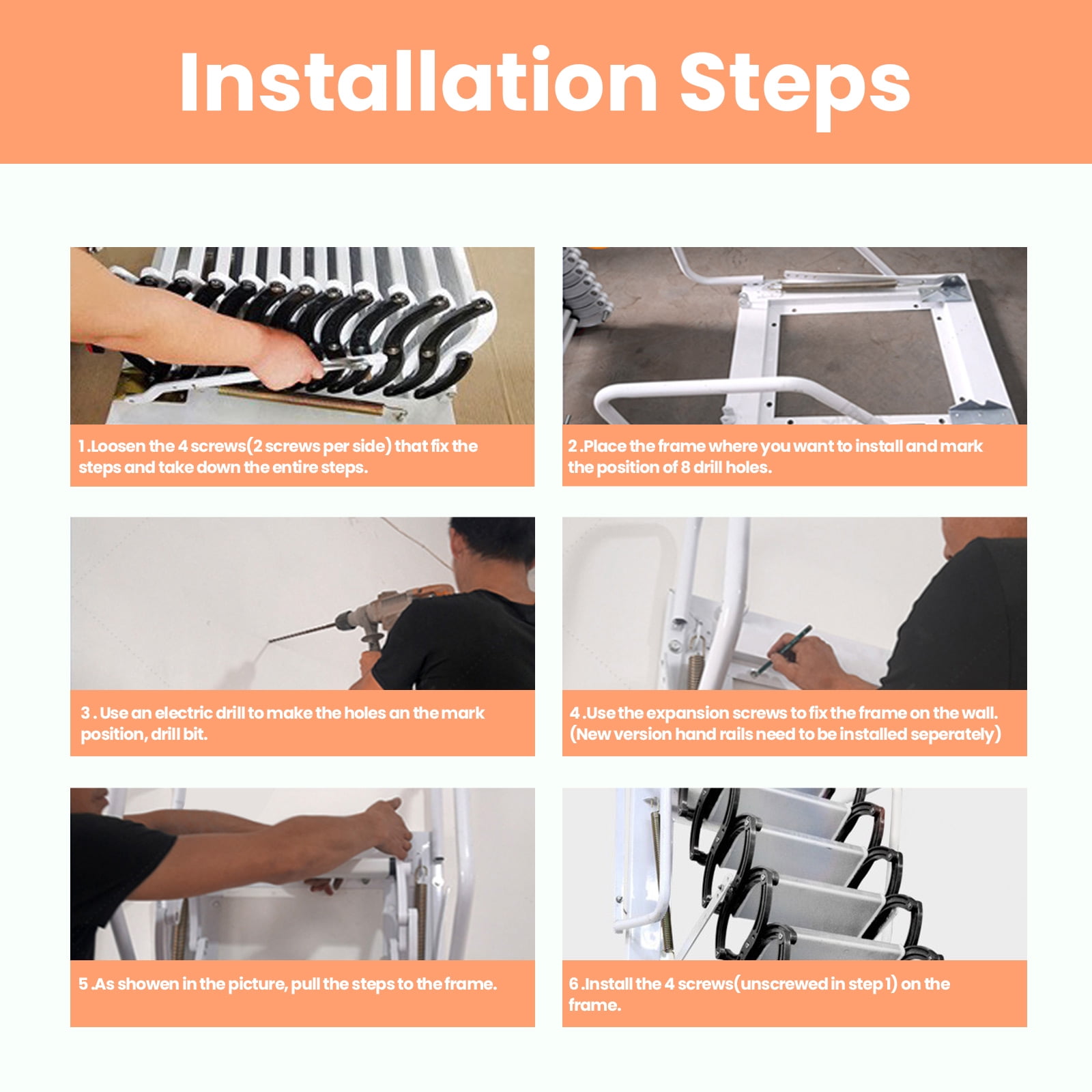 12 Step Aluminum-Magnesium Alloy Collapsible Attic Stairs - 700LBS ...