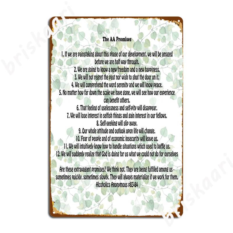 12 Step Promises Aa Big Book Metal Sign Classic Cinema Kitchen Plates ...