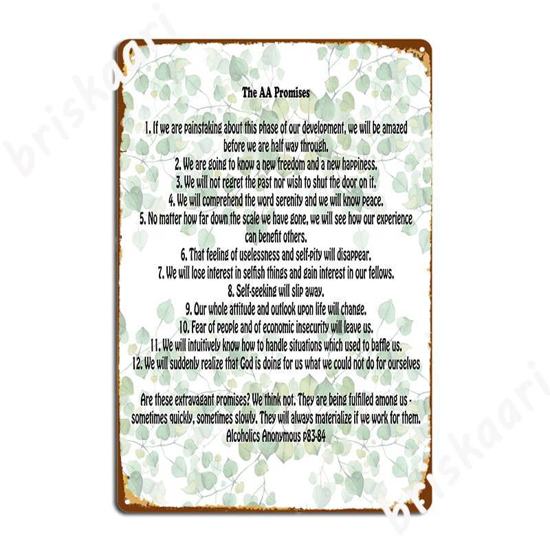 12 Step Promises Aa Big Book Metal Sign Classic Cinema Kitchen Plates ...