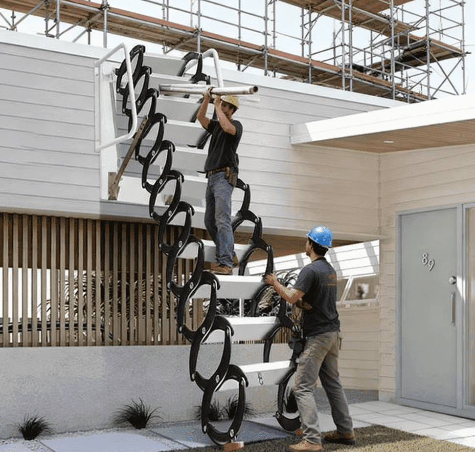 12 Steps Attic Stairs, 1500 LBS Wall Mounted Folding Loft Ladder ...