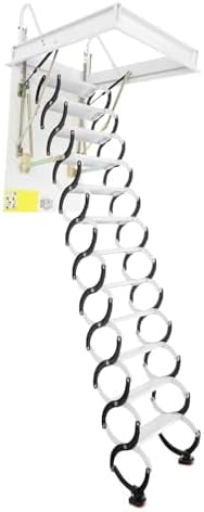 12 Steps Ceiling Mount Attic Ladder,10.17ft Retractable Attic Ladder ...