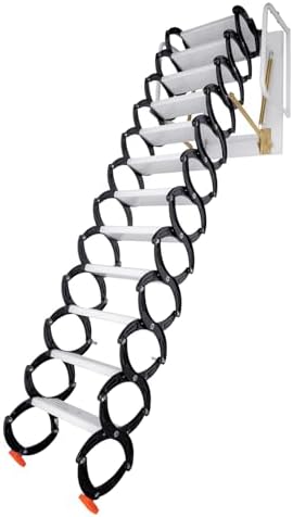 12-Steps Wall-Mounted Attic Ladder, Attic Staircase with Handrail ...