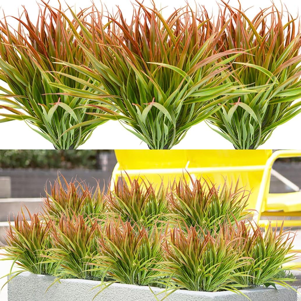 12 Sticks of Artificial Grass Plants Outdoor Fake Plant Greenery Bushes ...