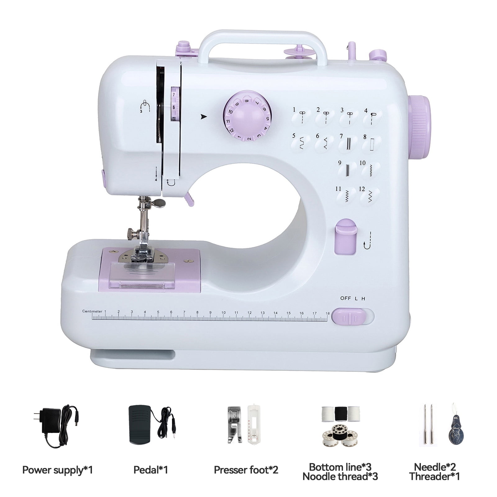 12 Stitches Mini Sewing Machine Set Portable Household Electric Sewing ...