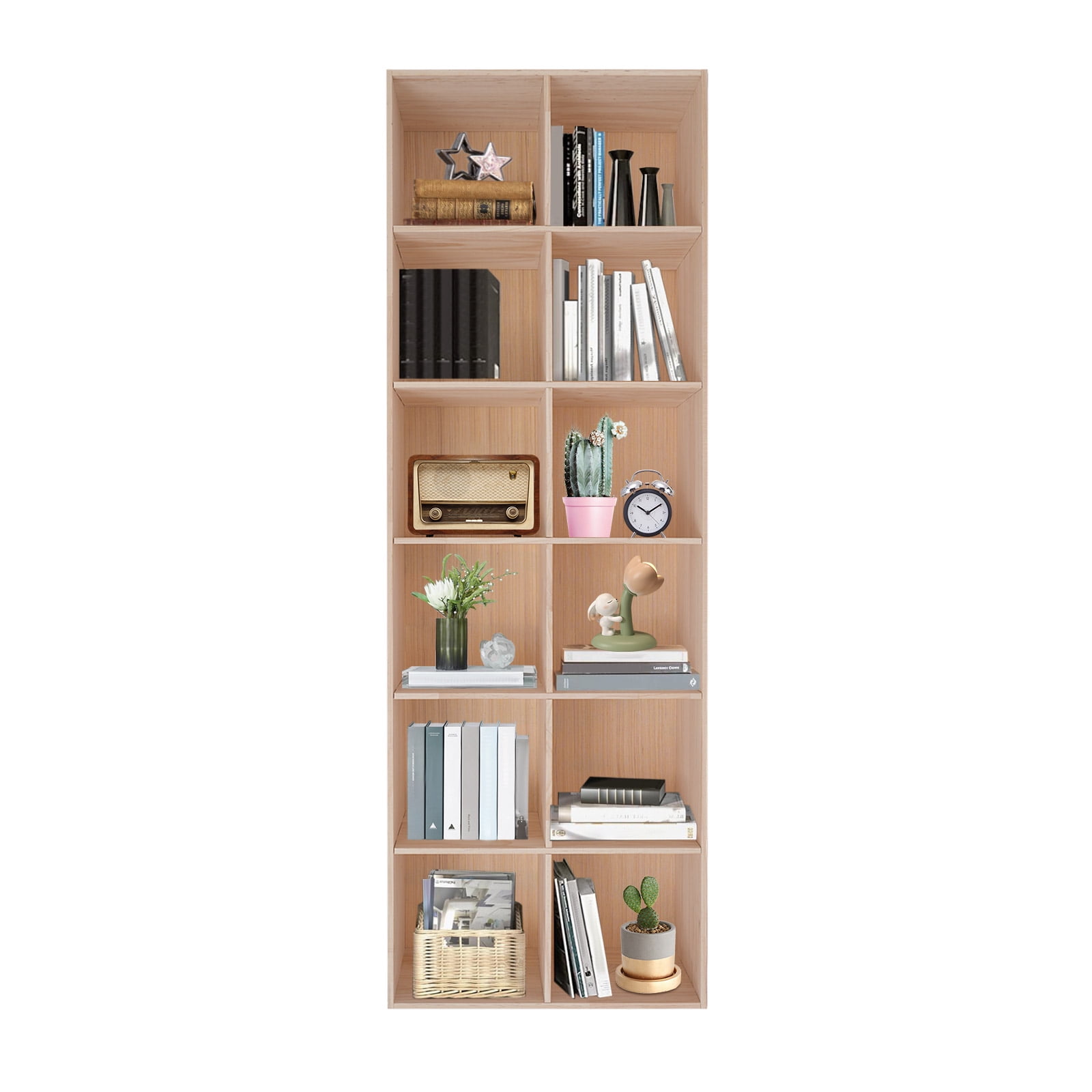 12 Storage Compartments Solid Wood Shelves,Wooden Cube Shelf Bookcase ...