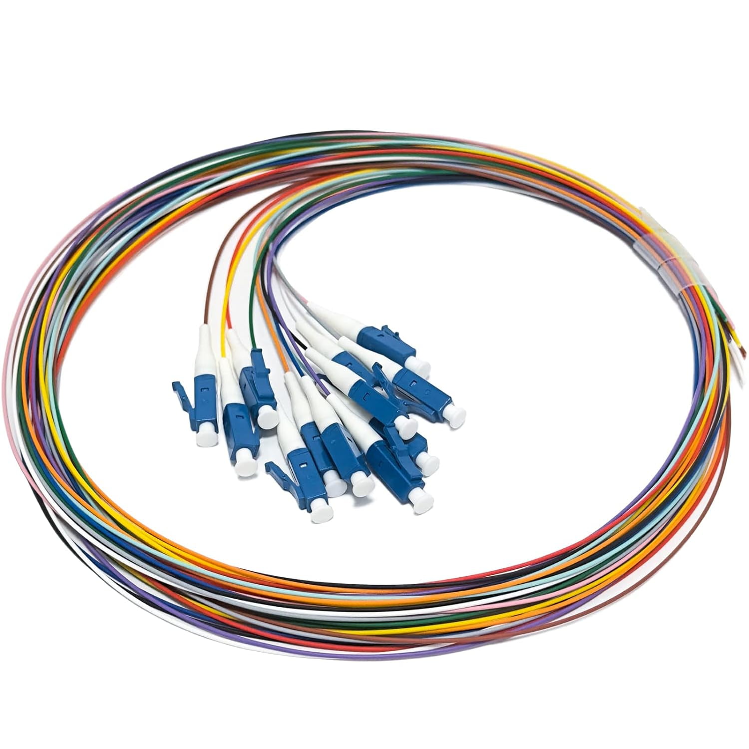 12 Strand Singlemode 9/125 LC-UPC Fiber Pigtail, Fiber Optic Pigtail, 1 ...