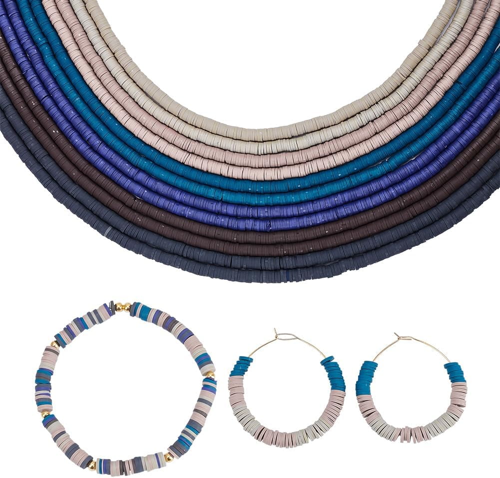 12 Strands 6 colors Handmade Polymer Clay Bead Strands for DIY Jewelry ...