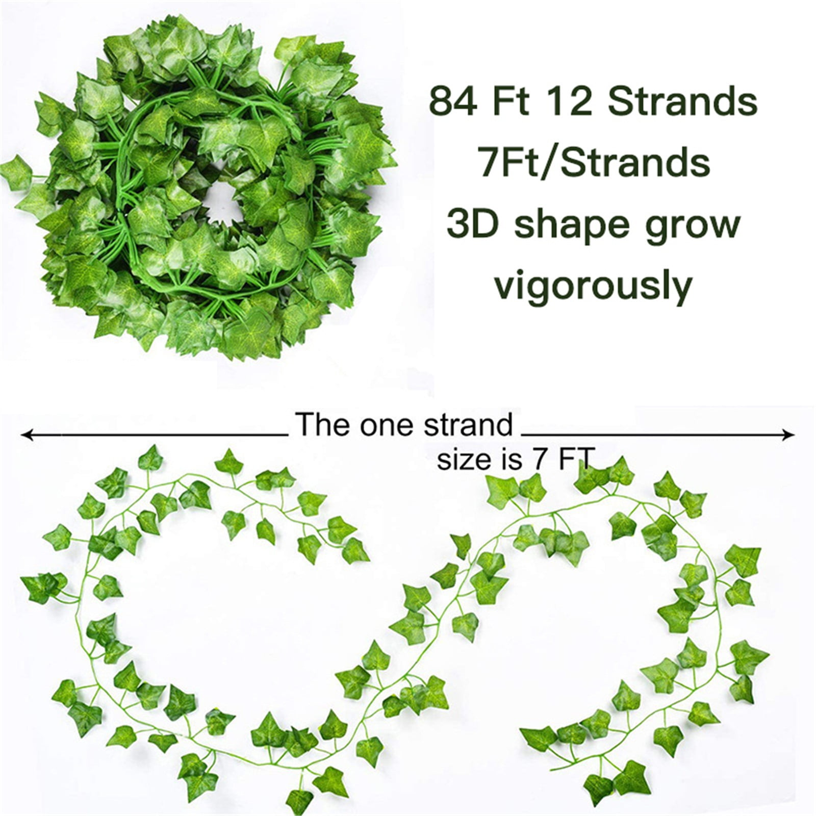 12 Strands Fake Ivy Leaves 84 Ft 12 Strands Artificial Ivy Garland ...