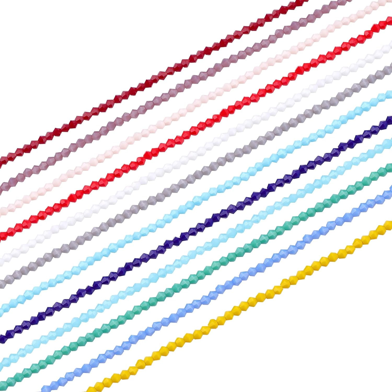 12 Strands Opaque Glass Beads 12 Colors Solid Imitation Jade Faceted ...