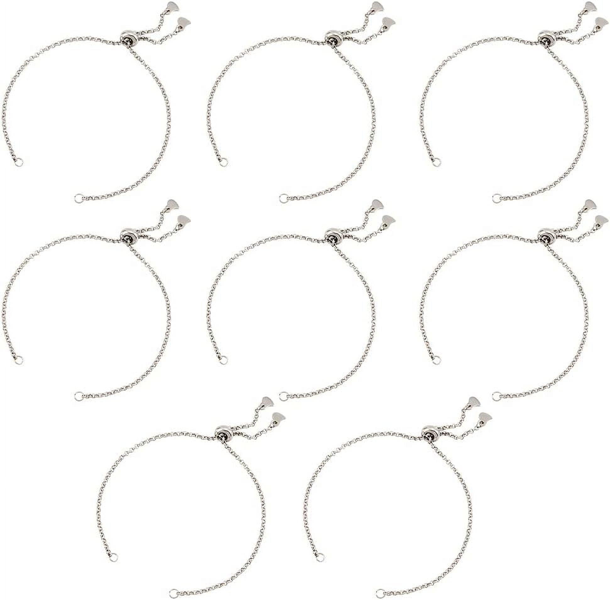 12 Strands Slider Chain Bracelets 9.8" Long Adjustable Slider Stainless ...