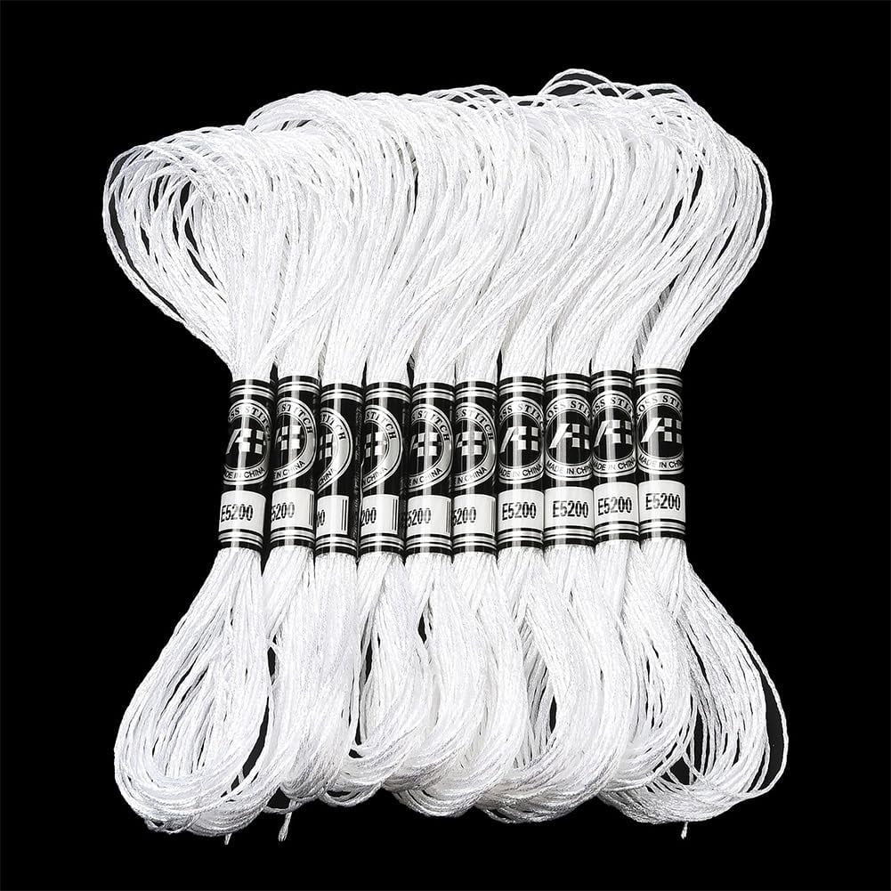 12 Strands White Polyester Embroidery Floss Metallic Glitter Cross ...