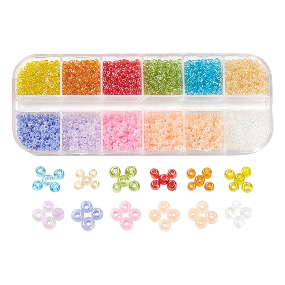 12 Style 12/0 Glass Beads Trans & Ceylon Round Hole Round Mixed Color ...