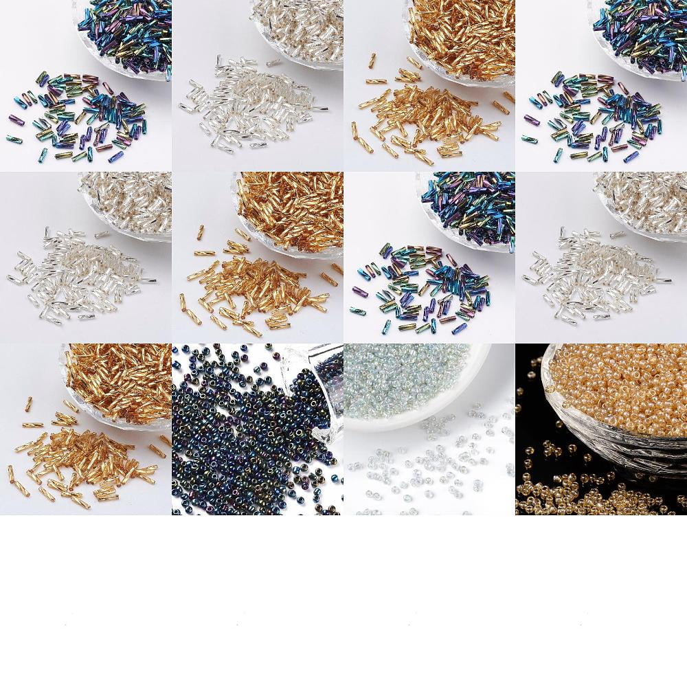 12 Style Glass Seed Beads Round Twisted Bugle Mixed Color - Walmart.com