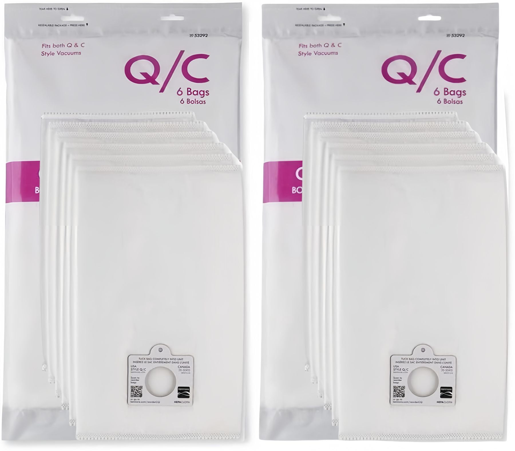 12 Style Q/C 53292 Hepa Filtration Bags. Compatible with Kenmore Elite ...