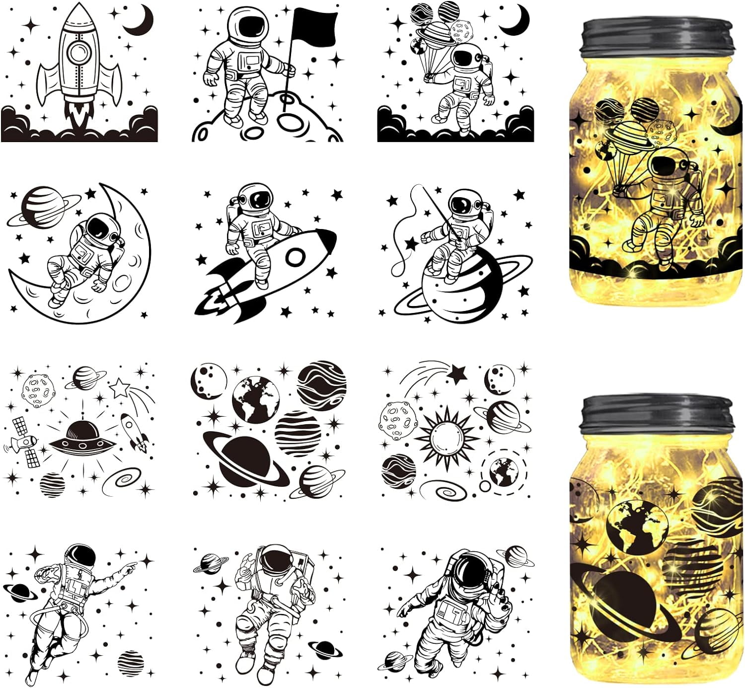 12 Style Silhouette Paper for Lighting Decoration Paper Cut Light Box ...