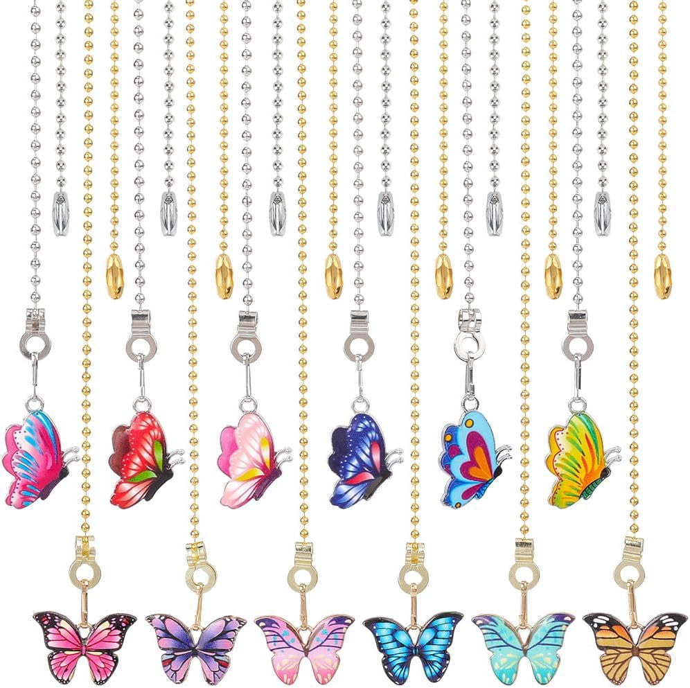 12 Styles Butterfly Ceiling Pull Chain Fan Cord Extension Enamel Charms ...