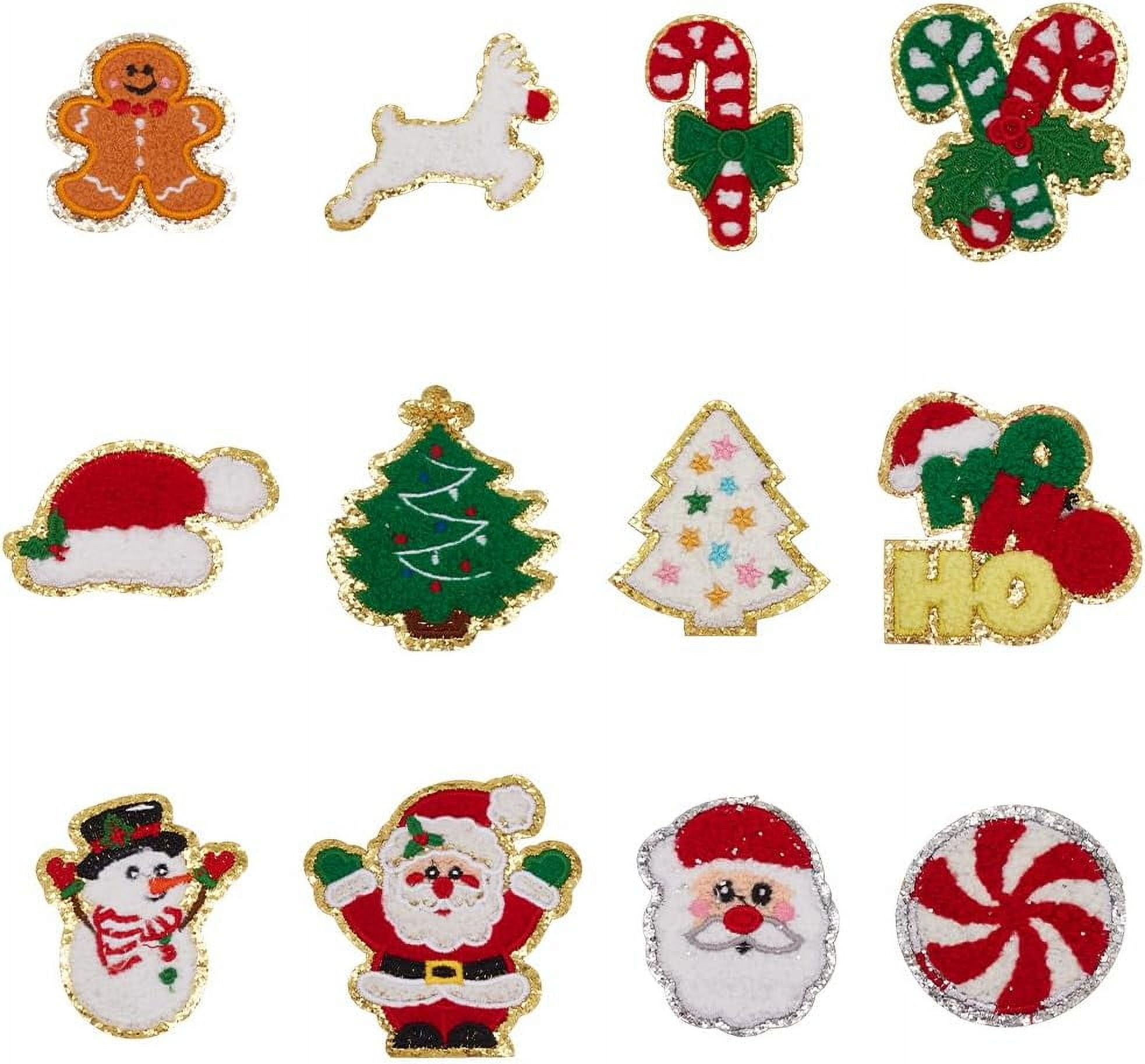 12 Styles Christmas Chenille Cloth Patches Santa Claus Iron on Cloth ...